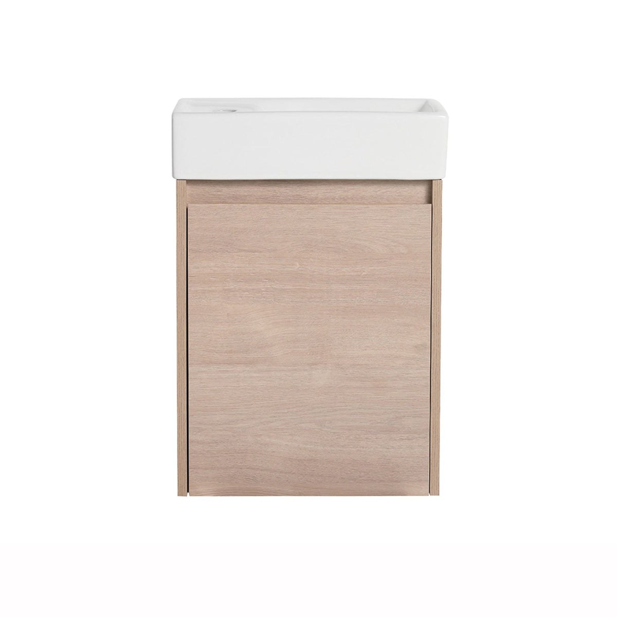 16 Inch Wall-Mounted Small Bathroom Vanity with Ceramic Sink and Soft ...