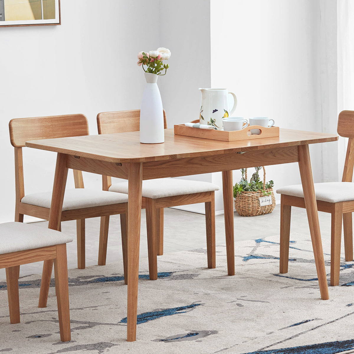 Natural Solid Wood Round Corner Dining Table – Jims Maison